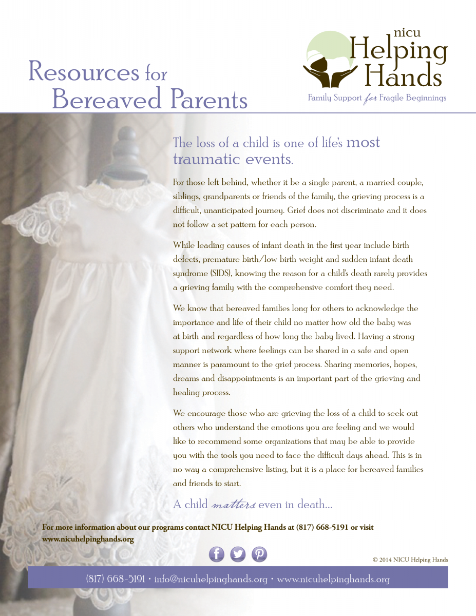 Resources for Bereaved Parents • NICU Helping Hands